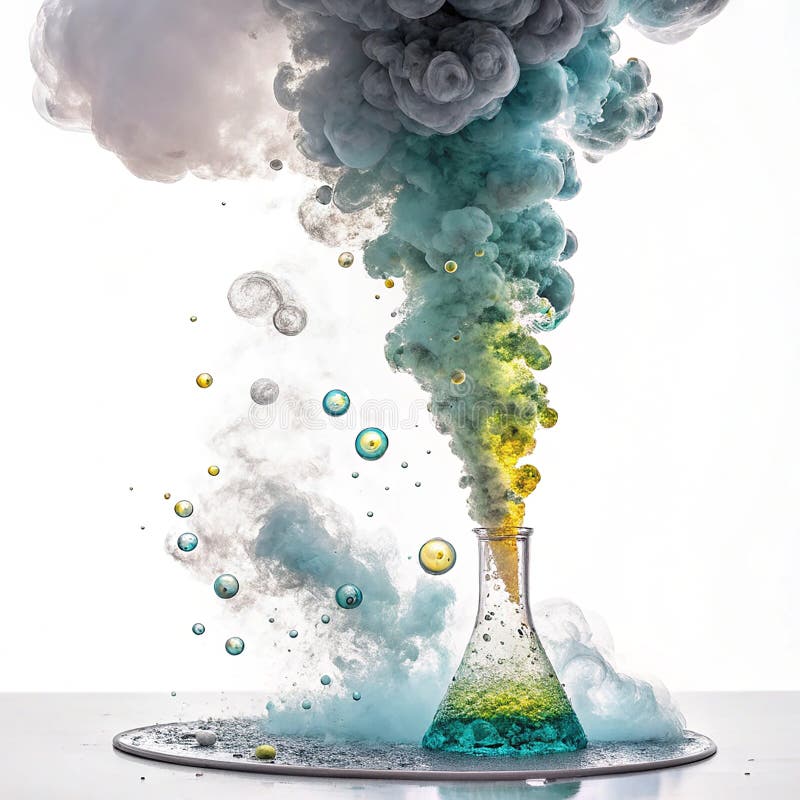Chemical Reaction with Smoke and Bubbles Stock Illustration ...