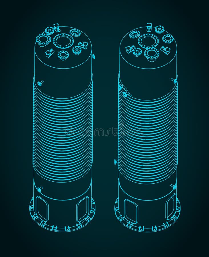 Chemical Reactor Isometric Blueprints Stock Vector - Illustration of ...