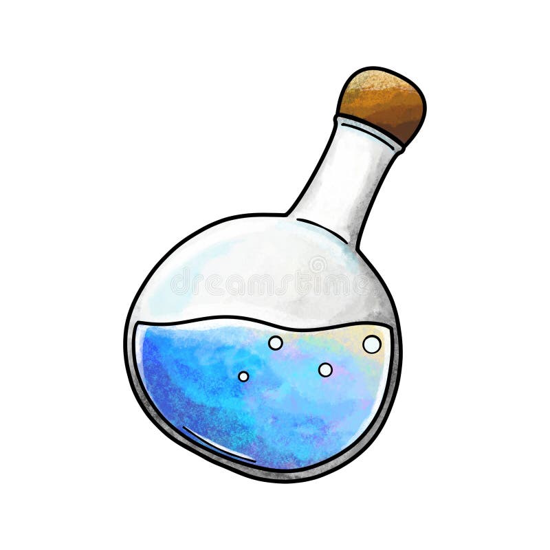 Textured Colored Cartoon Round-bottom Flask with Liquid Isolated ...