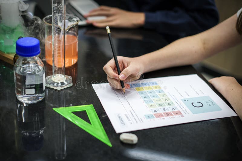 Chemical School Laboratory Class Learning Stock Image - Image of high ...