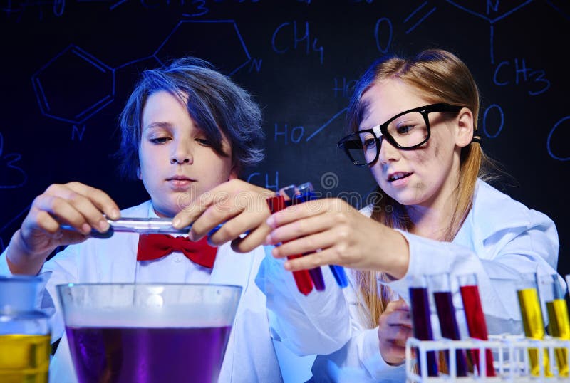 Two small scientists stock image. Image of glass, knowledge - 119464669