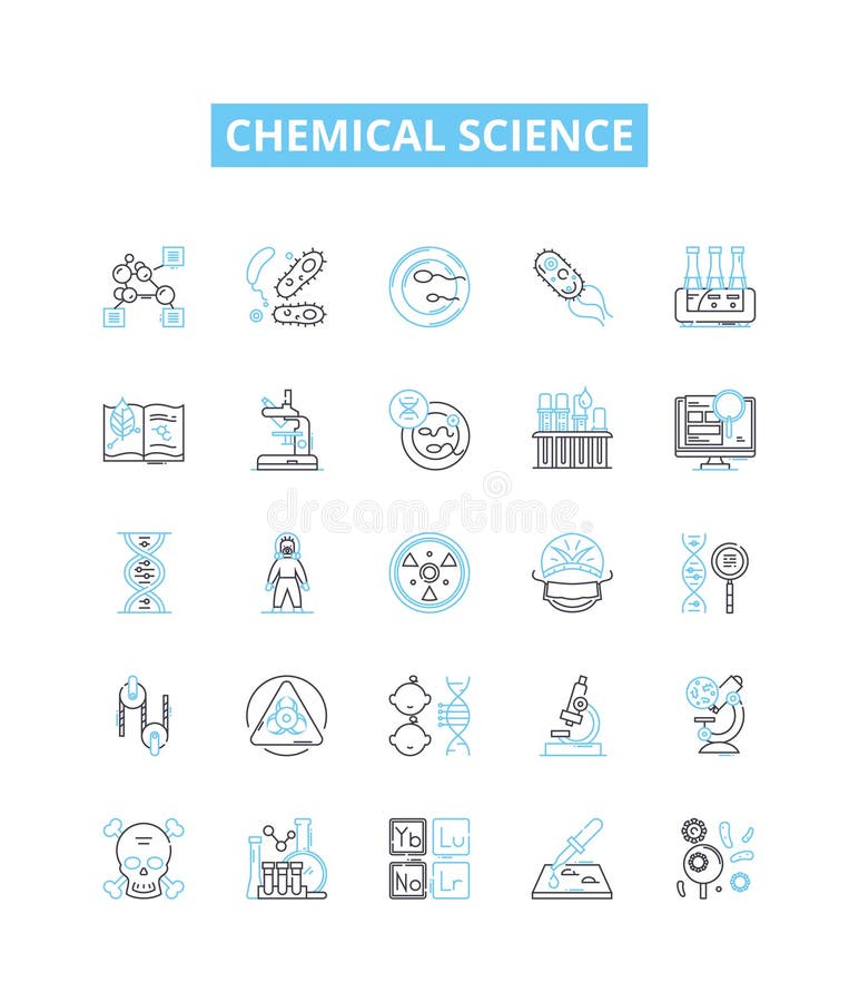 Chemical Science Vector Line Icons Set. Chemistry, Molecules, Reactants ...