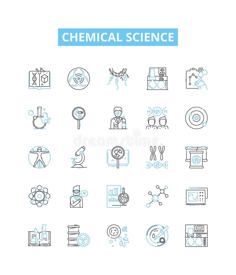 Chemical Science Vector Line Icons Set. Chemistry, Molecules, Reactants ...