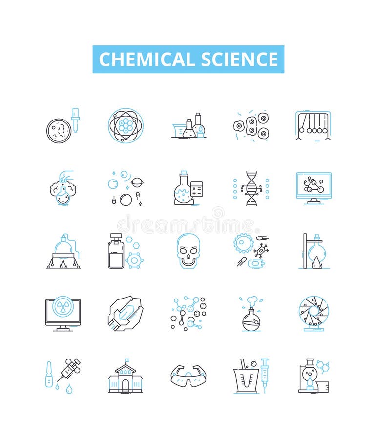 Chemical Science Vector Line Icons Set. Chemistry, Molecules, Reactants ...