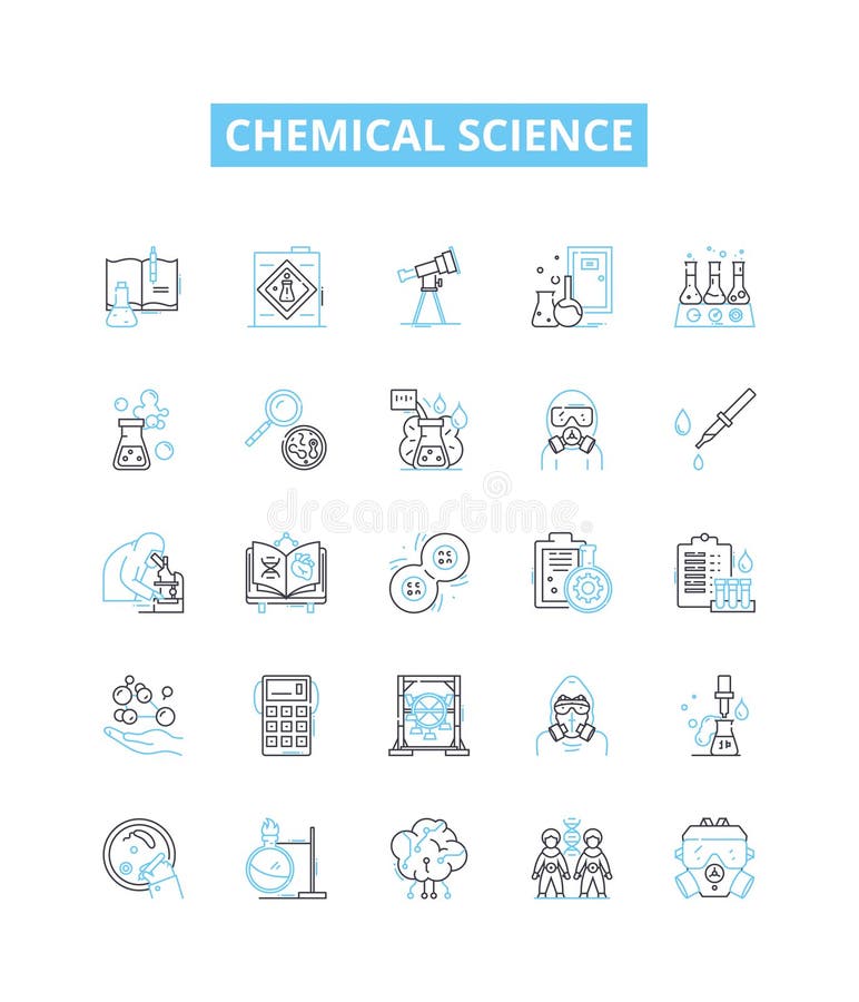 Chemical Science Vector Line Icons Set. Chemistry, Molecules, Reactants ...
