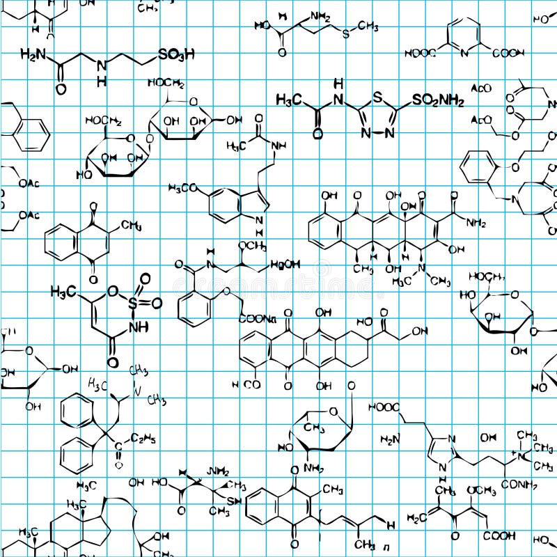 Chemistry Vector Seamless Texture with Chemical Formulas, Equations ...