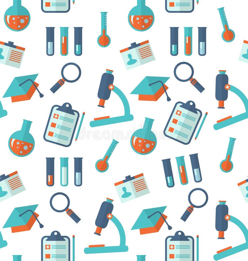 Chemical Seamless Pattern with Different Laboratory Objects Stock ...