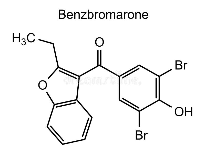 Chemical Structure of Benzbromarone, Drug Substance Stock Illustration ...