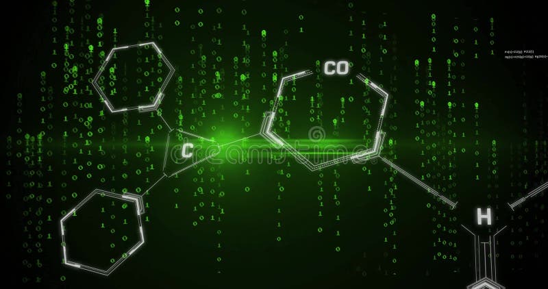 Chemical Structure and Binary Code Image Over Green Background Stock ... Chemical Structure and Binary Code Image Over Green Background Stock ...
