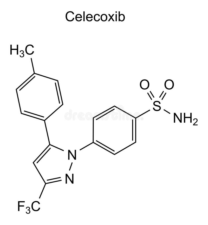 Chemical Structure of Celecoxib, Drug Substance Stock Illustration ...