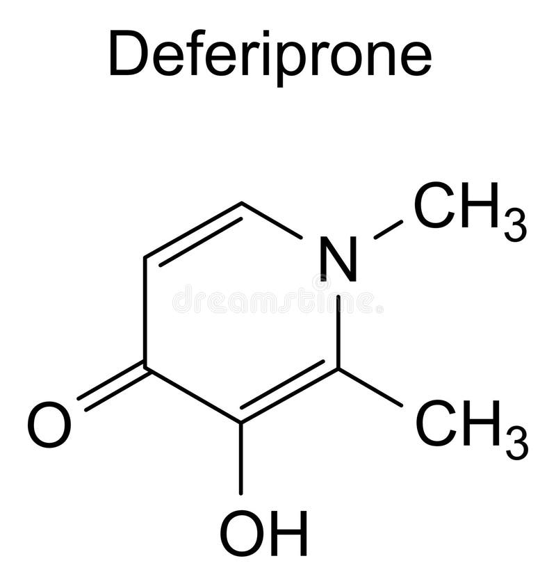Chemical Structure of Deferiprone, Drug Substance Stock Illustration ...