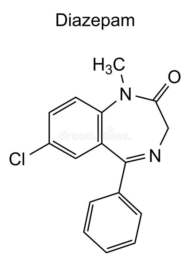 Chemical Structure of Diazepam, Drug Substance Stock Illustration - Illustration of drug ...