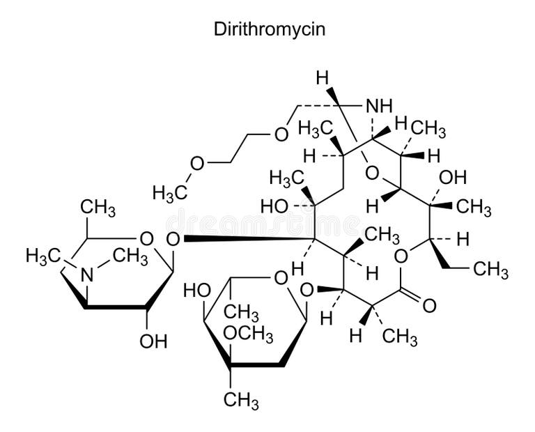 Chemical Structure of Dirithromycin, Drug Substance Stock Illustration ...