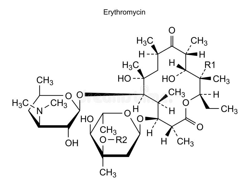 Chemical Structure of Erythromycin, Drug Substance Stock Illustration ...