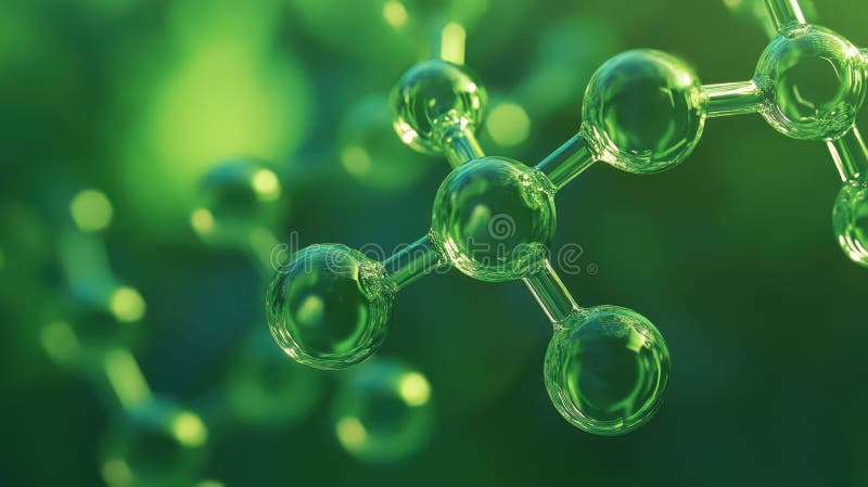 Chemical Structure of Ethanol Molecule on Green Background Representing ...