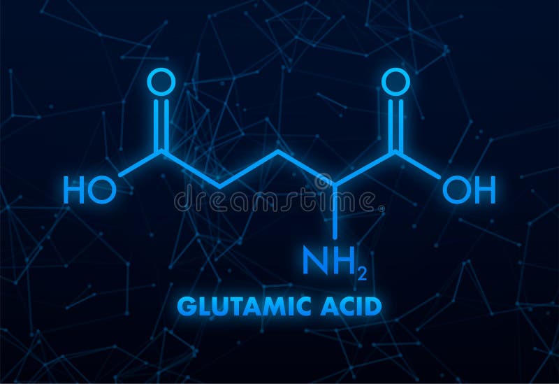 Chemical Structure of Glutamic Acid Formula. Icon on Black Backdrop ...