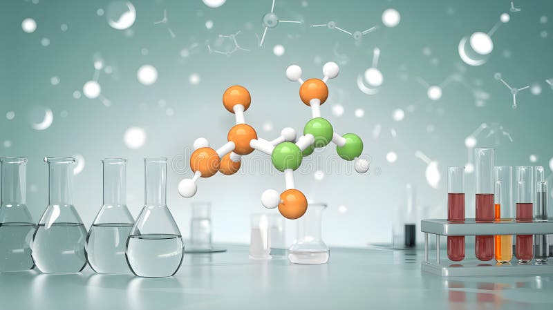 Chemical Structure Lab Glassware Research Science Experiment Stock ...