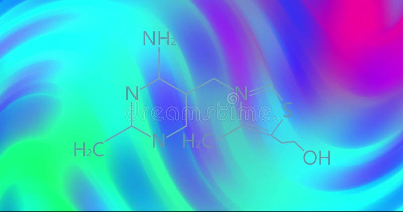 Chemical Structure of Molecule Over Colorful, Swirling Image Background ...