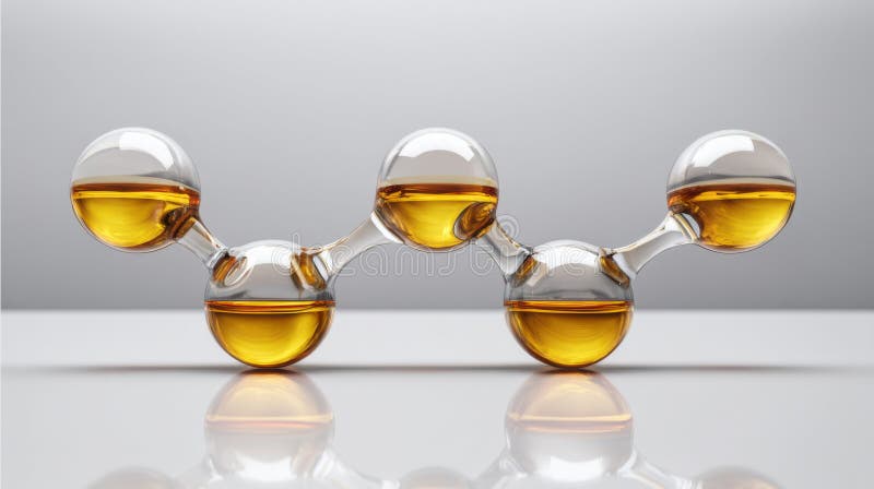 Chemical Structure Representation with Orange Liquid in Clear Spherical ...