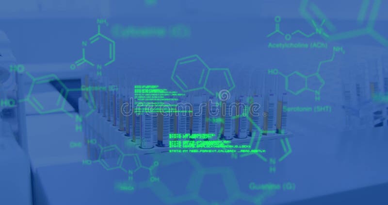Chemical Structures and Data Processing Against Bunch of Test Tubes at ...