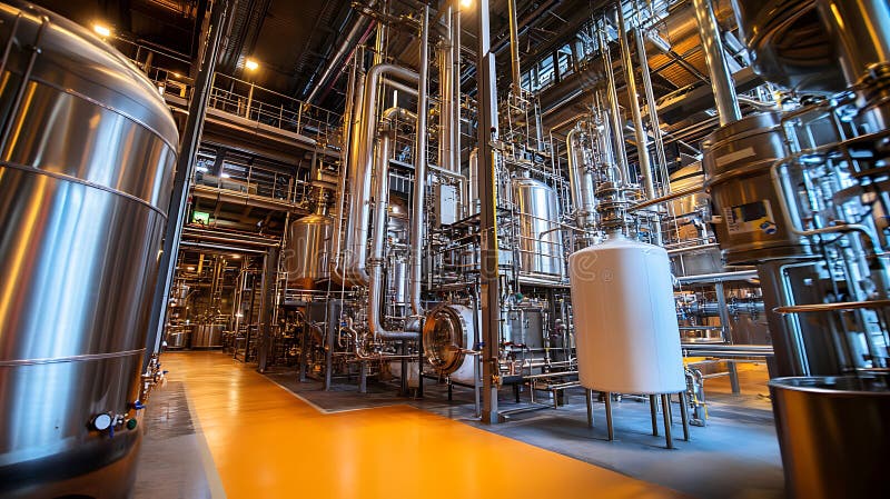 Industrial Chemical Processing Plant with Tanks and Pipework Stock ...