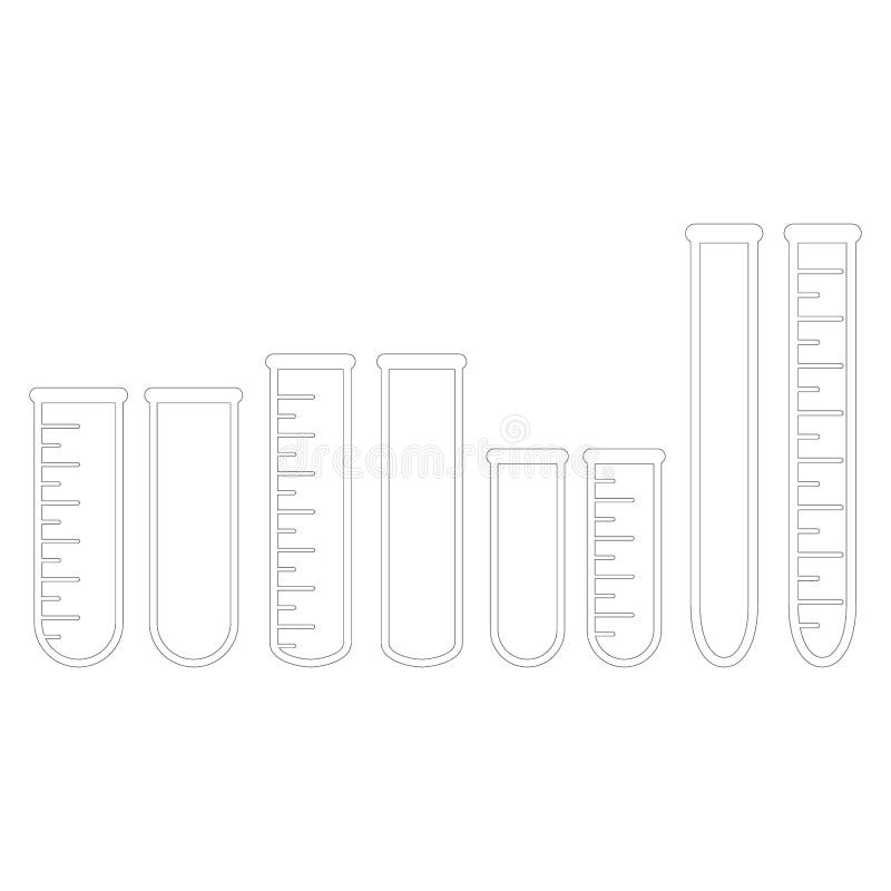 Chemical Test Tubes Vector Icons Set of Different Sizes of Flasks ...