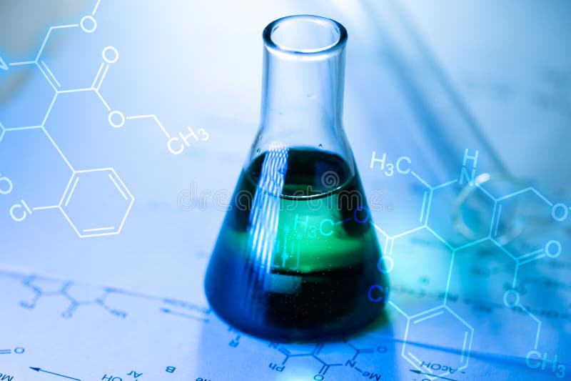Chemical Tube with Reaction Formula Stock Photo - Image of vial ...