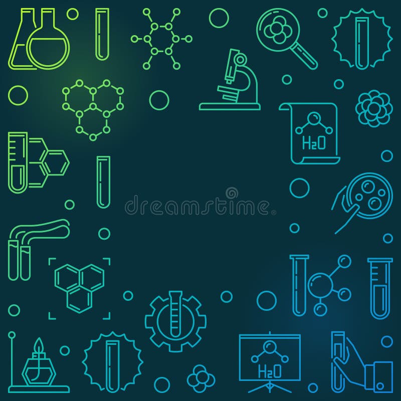 Chemical Vector Colorful Illustration with Square Linear Frame Stock ...