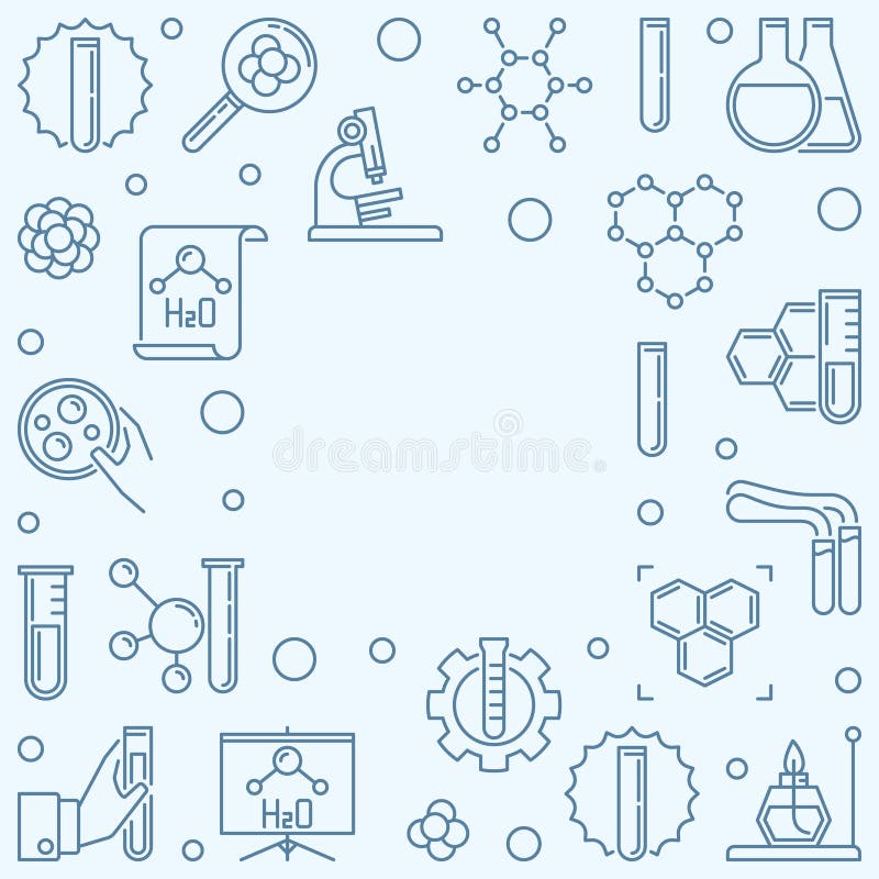 Chemical Vector Colorful Illustration with Square Linear Frame Stock ...