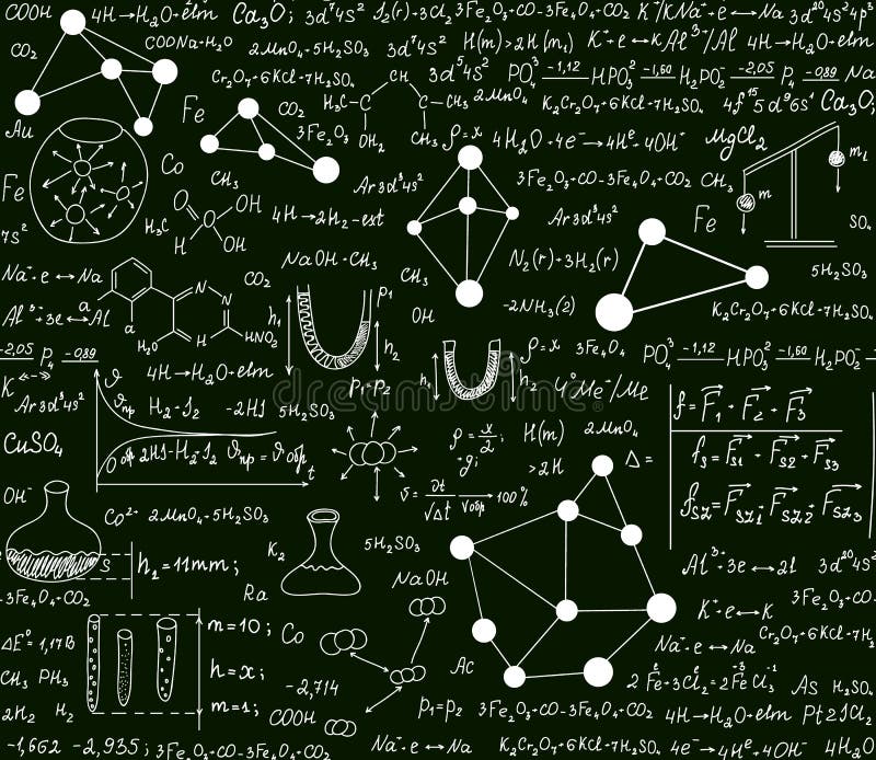Chemical Vector Seamless Pattern with Formulas, Schemes and Equations ...