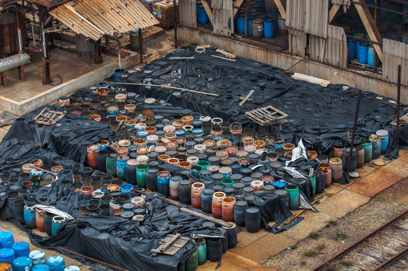 Chemical Waste Dump with a Lot of Barrels Stock Image - Image of ...