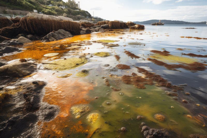Chemical Waste Spill in a Marine Environment, Affecting the Ecosystem ...