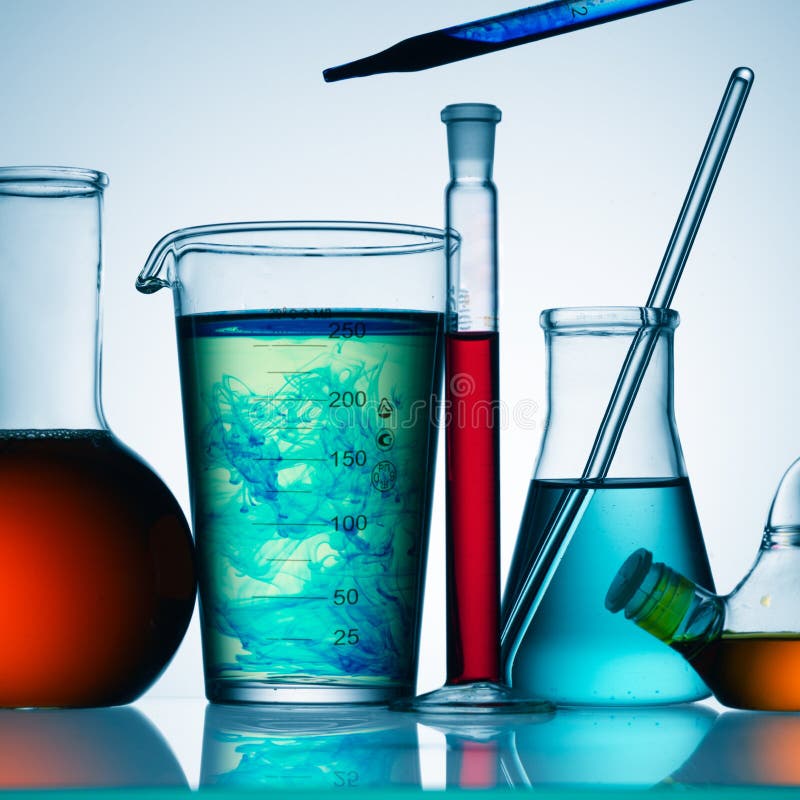 Science lab chemicals stock image. Image of bright, glass - 14262437