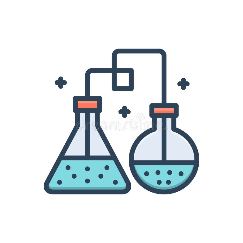 Color Illustration Icon for Chemicals, Erlenmeyer Flask and Laboratory ...