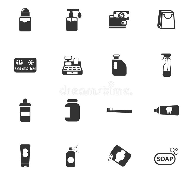 Chemicals store icon set stock vector. Illustration of credit - 141462975