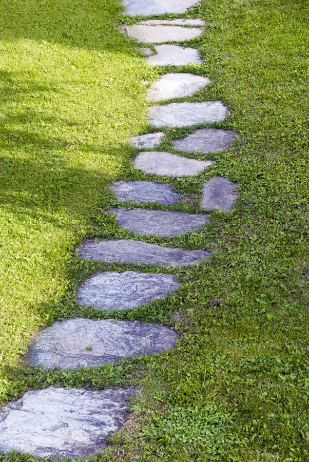 Chemin En Pierre Avec L'herbe Verte Photo stock - Image du ...