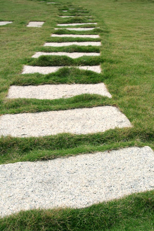Chemin En Pierre Avec L'herbe Verte Photo stock - Image du ...