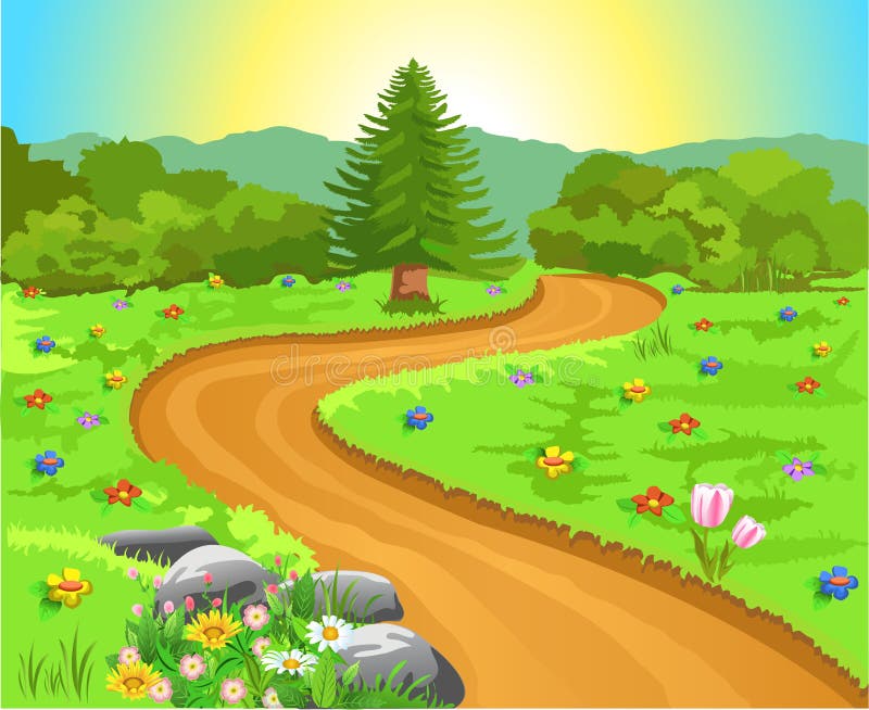 Chemin Incurvé Dans Le Paysage Naturel Illustration de Vecteur ...