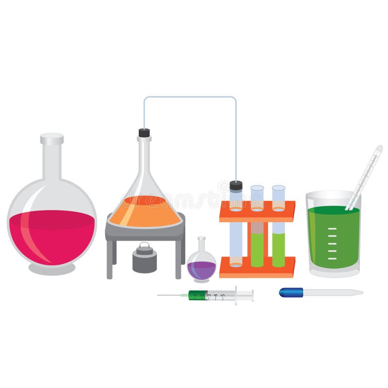 Chemisch Experiment Met Vloeistoffen. Vector Illustratie - Illustration ...