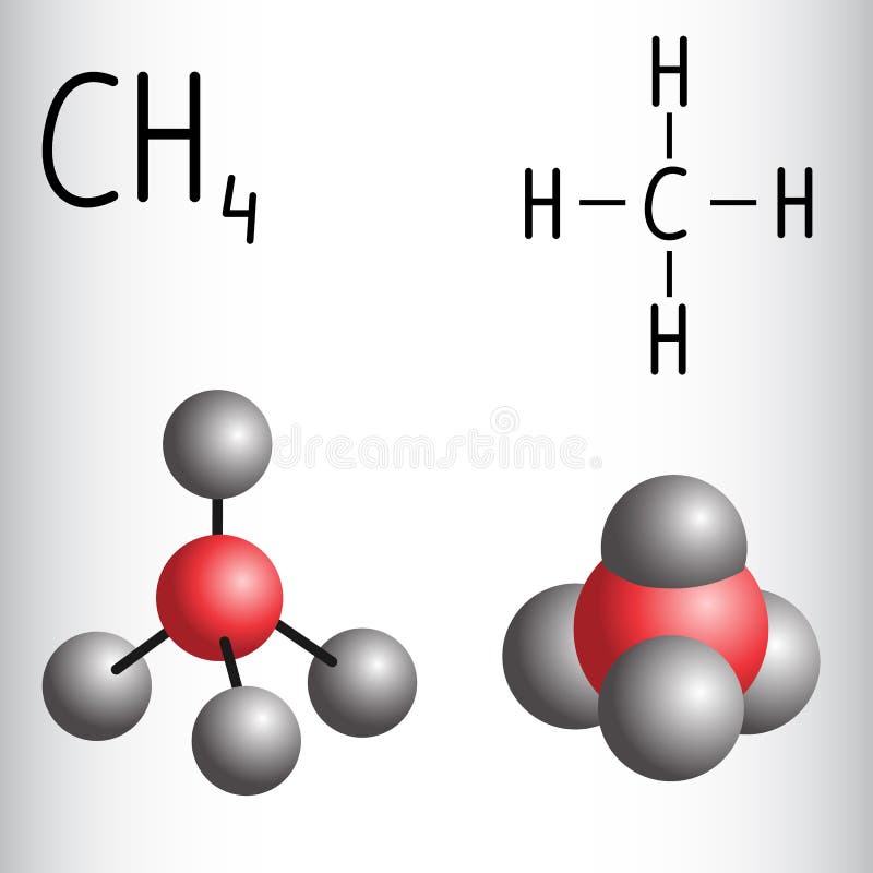 Chemische Formule En Molecuulmodel Van Methaan CH4 Vector Illustratie ...