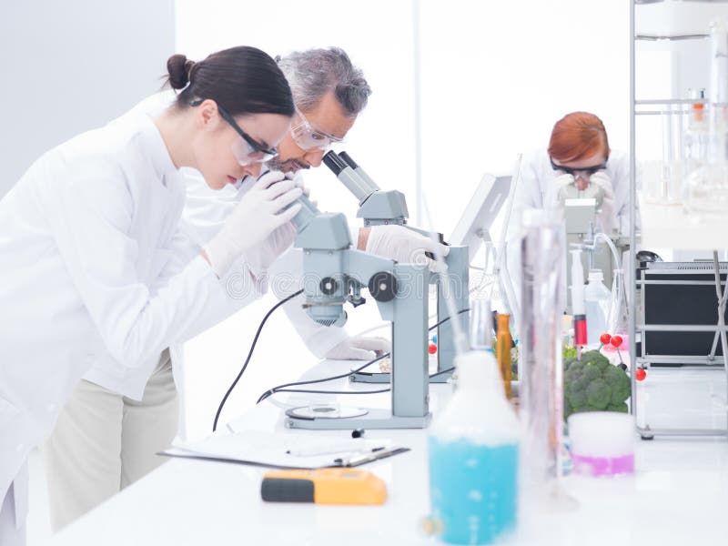 Unter Mikroskoplaboranalyse Stockbild - Bild von chemiker, nahaufnahme ...