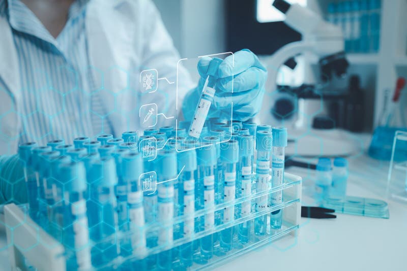 Chemist is Chemically Analyzing Test Tubes, Chemist is Doing an ...