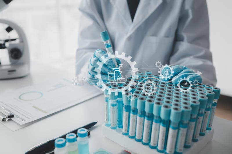 Chemist is Chemically Analyzing Test Tubes, Chemist is Doing an ...