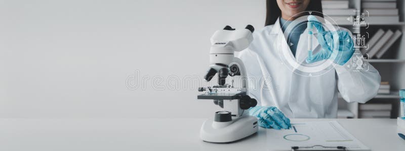 Chemist is Chemically Analyzing Test Tubes, Chemist is Doing an ...