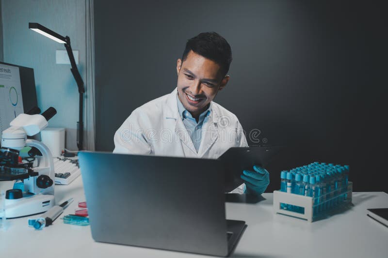 Chemist is Chemically Analyzing Test Tubes, Chemist is Doing an ...