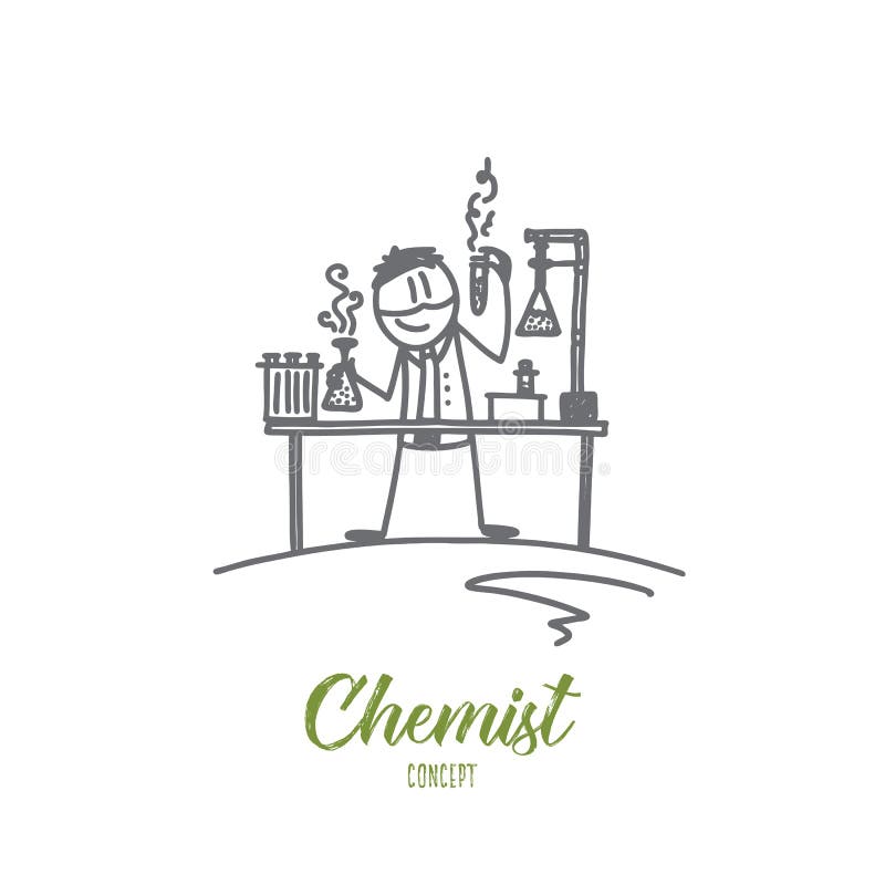 Chemist Concept. Hand Drawn Isolated Vector Stock Vector - Illustration ...