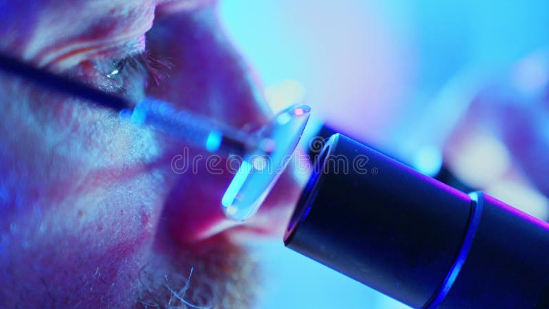Innovative Chemist Analyzing Samples in a Purple Neon Research ...