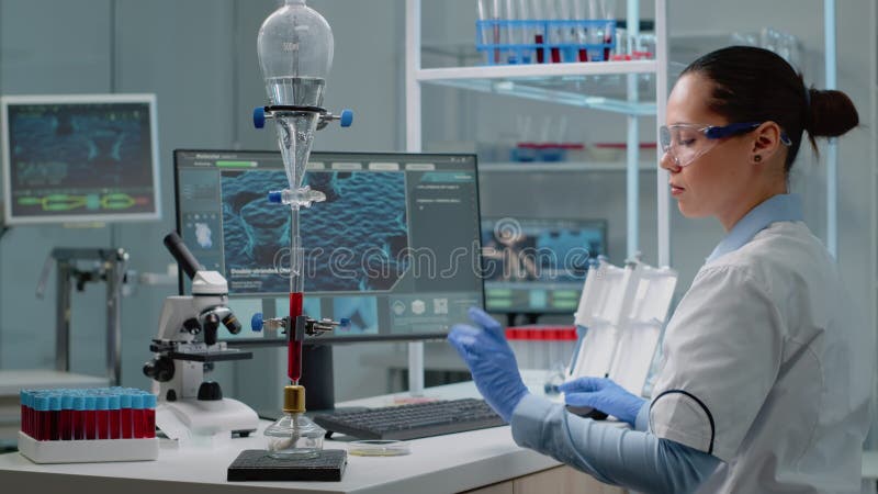Chemist Doctor Using Animation Computer in Laboratory Stock Video ...