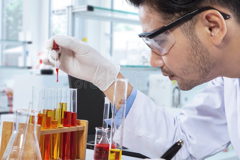 Chemist Doing Research with Chemical Liquid Stock Image - Image of ...