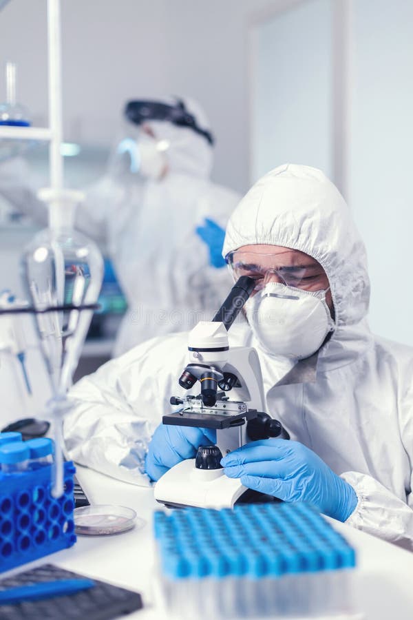 Chemist with Face Mask and Ppe Developing Vaccine for Covid Stock Photo ...
